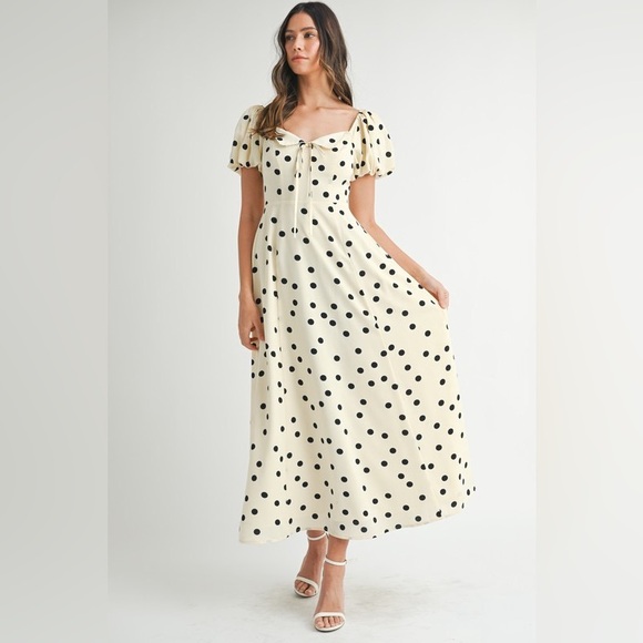 Mable | Dresses | Mable Polka Dot Puff Sleeve Midi Dress | Poshmark